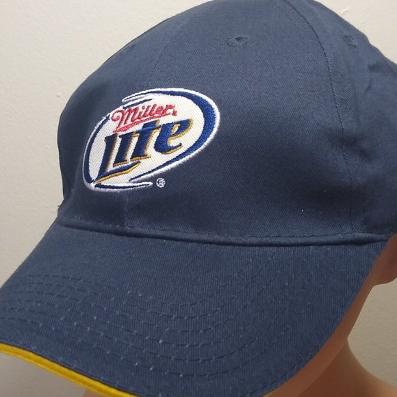 Accessories | Miller Lite Beer Logo Adjustable Hat Cap Blue Strapback ...